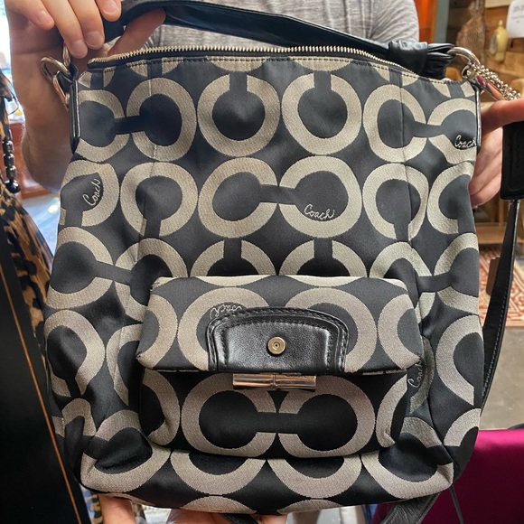 Coach | Bags | Coach Purse Coach Hobo Bag Jacquard Fabric W Leather ...